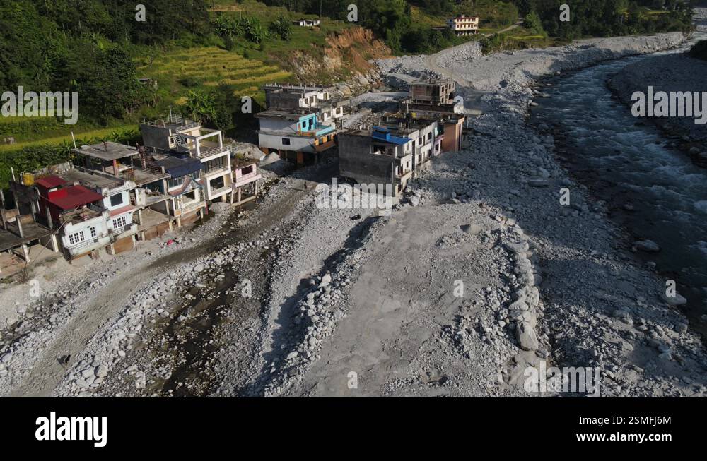 flash flood and landslide occurred in Helambu Nepal Stock Video Footage ...
