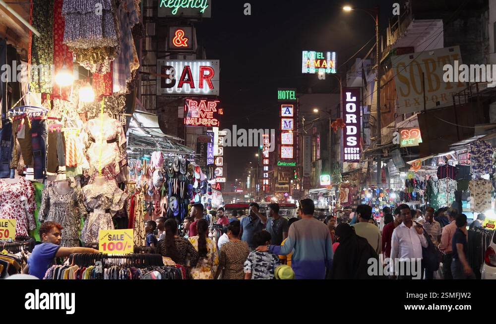 Real time footage of the Main Bazar road with buzy traffic in the ...
