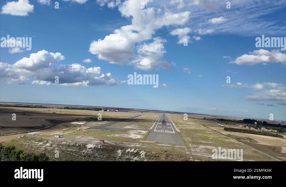 Immersive pilot perspective shot from an airplane cockpit of a real ...