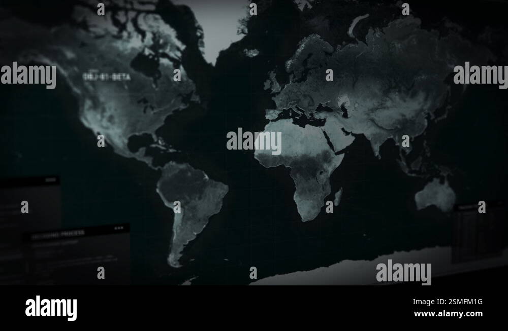 World map. Authentication protocol. Code name search. Radar scan ...