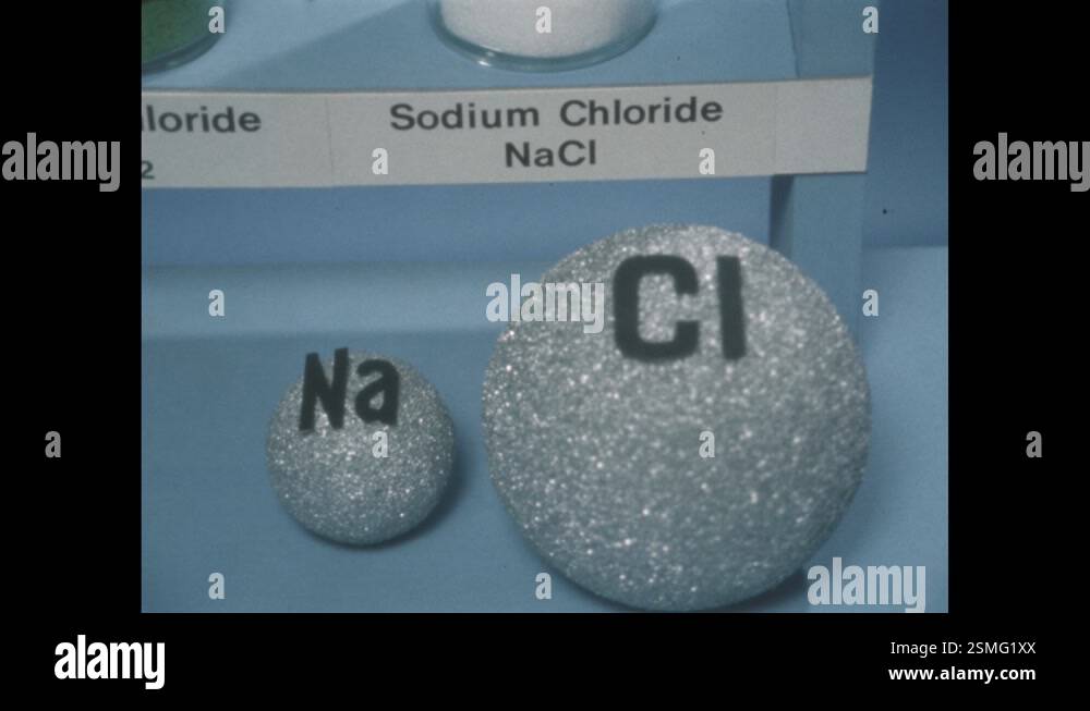 1950s: glass stoppered jar of powder above label "sodium chloride NaCl ...