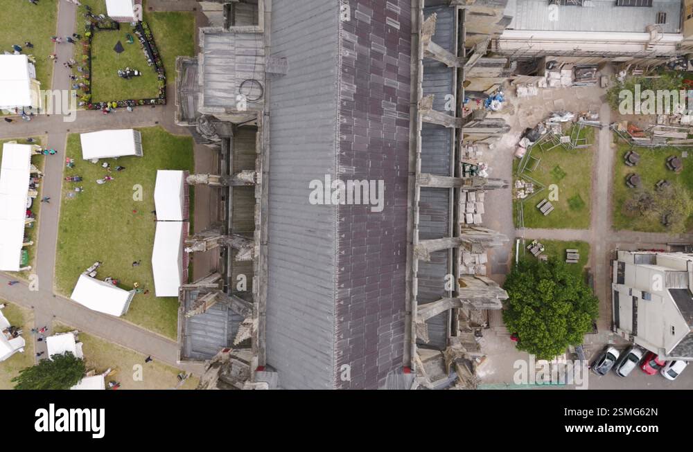 Exeter, United Kingdom (UK) - 07/05/2024: Top-down aerial view of the ...
