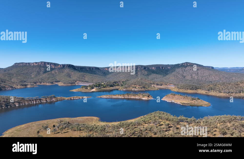 Aerial captures the complex geography of Cania Dam wall, Cania Lake ...