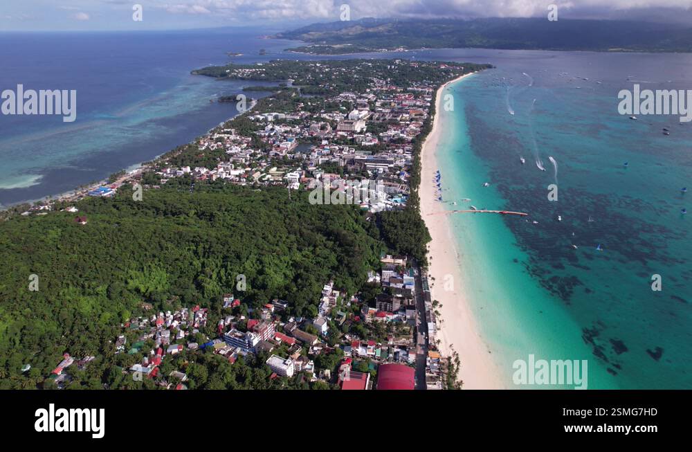 Boracay beach in the philippines shot from a drone capturing the ...