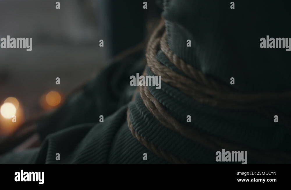 Demon Obsessed Person Writhing While Being Tied up with Rope Stock ...