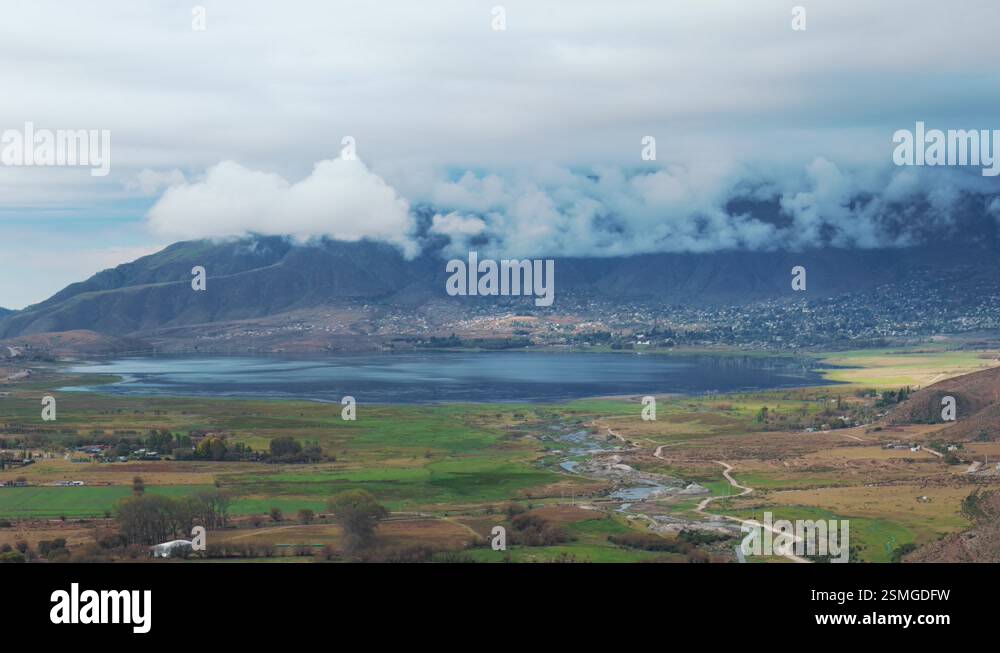 Ariel view of Dique la Angostura reservoir, Tucumán, Tafí del Valle ...
