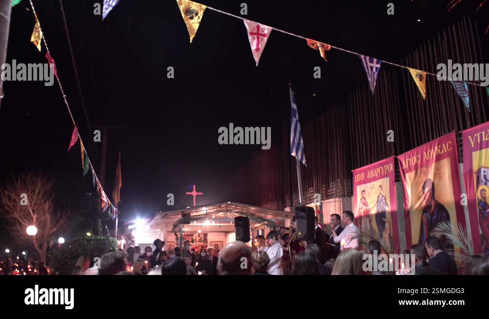 Kifissia, Greece - 04/23/2022: Crowd gathered to celebrate the Stock ...