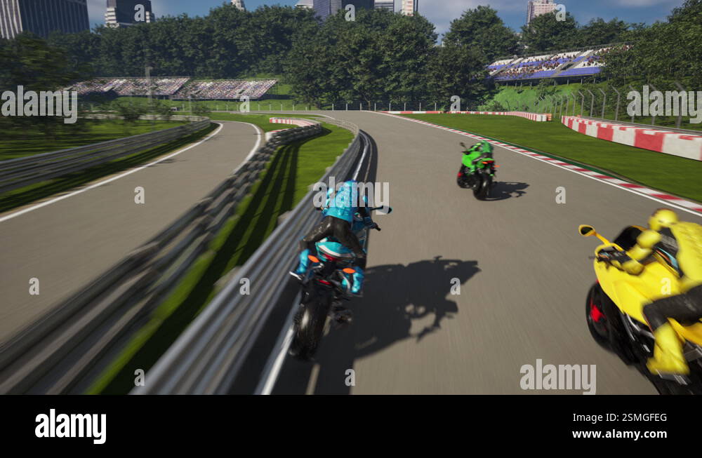 Biker defeated by the rival racers in a mission of moto racing ...