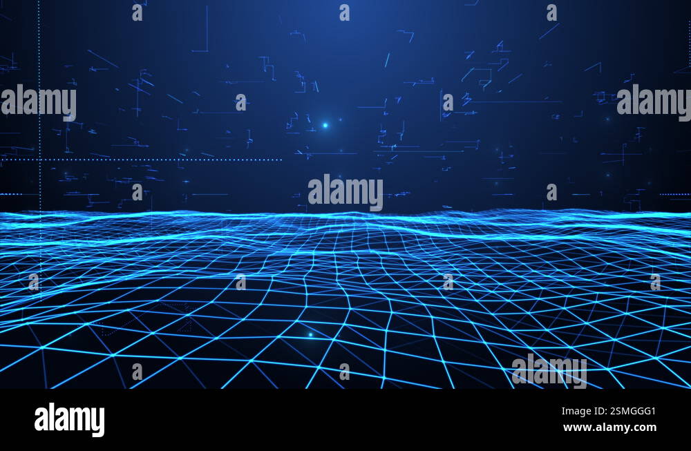 A raging blue ocean of information transmission with a surface in the ...