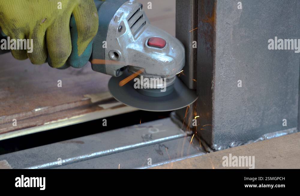 Metal cutting process. Electric cutting wheel making sparks Stock Video Footage - Alamy