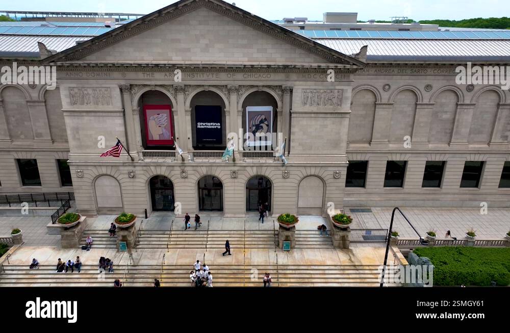 Drone Aerial of Art Institute Museum in Downtown Chicago Stock Video ...