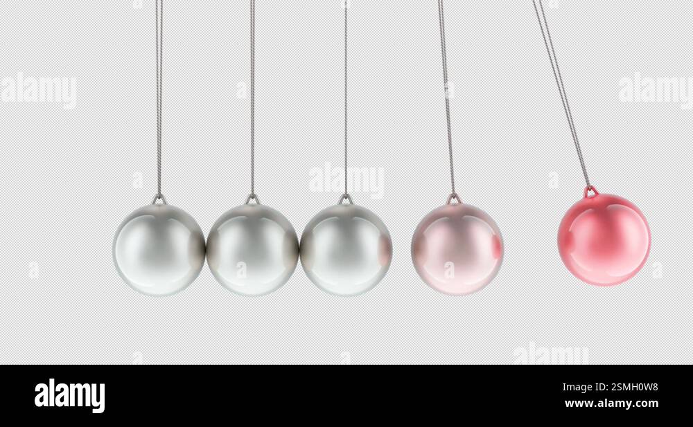 Animation of Newtons Cradle, pendulum in motion. Seamlessly loopable ...