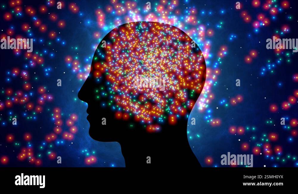 Human head silhouette with colorful Particle effect Stock Video Footage ...