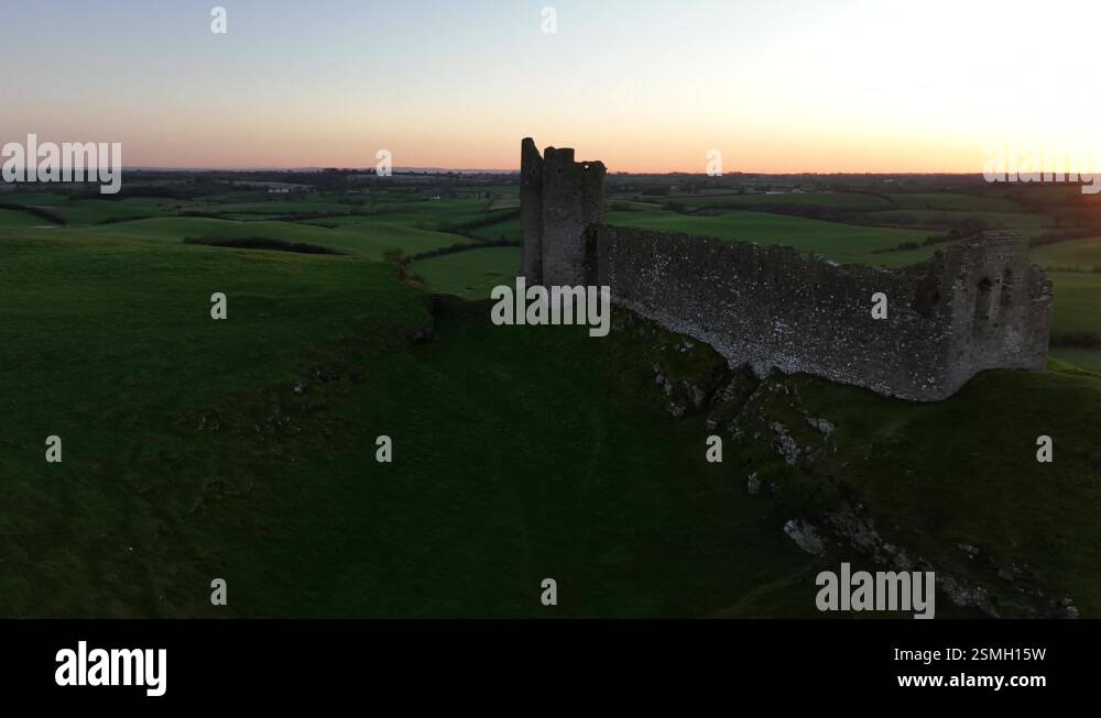 Castle Roche, County Louth, Ireland, January 2023. Drone clockwise ...