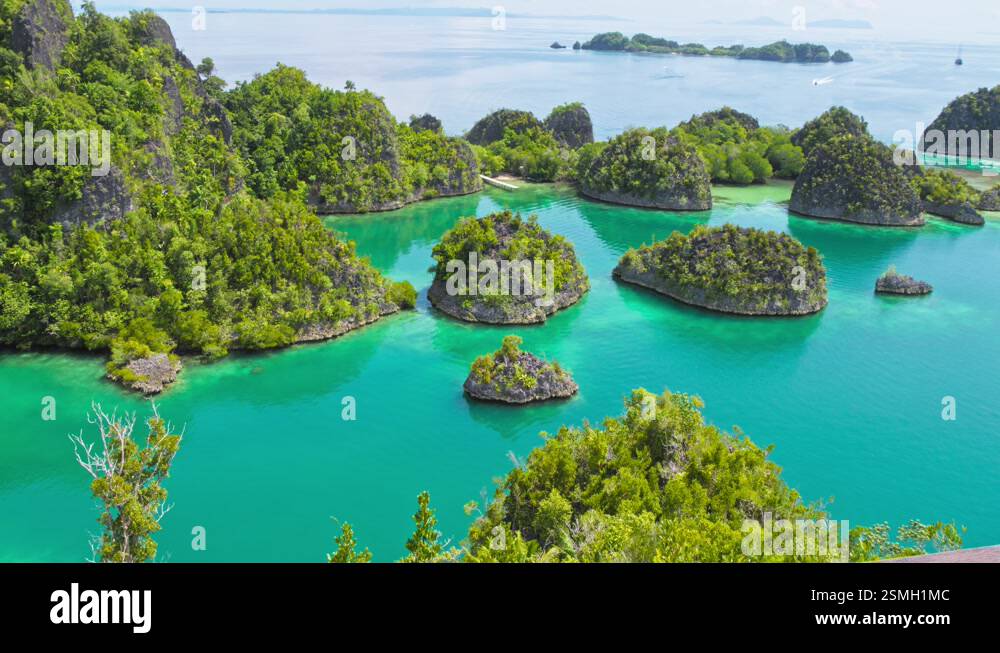 A stunning Pianemo archipelago in Raja Ampat , Indonesia with lush ...