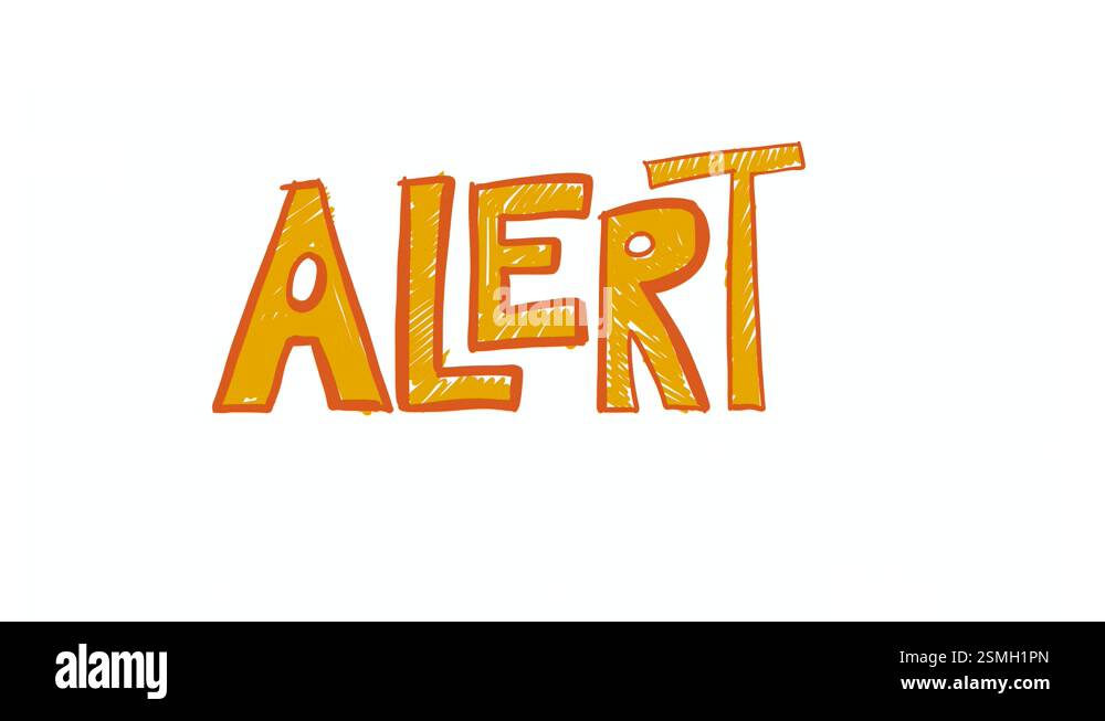 The word ALERT as Animated text in orange on white background. Each ...