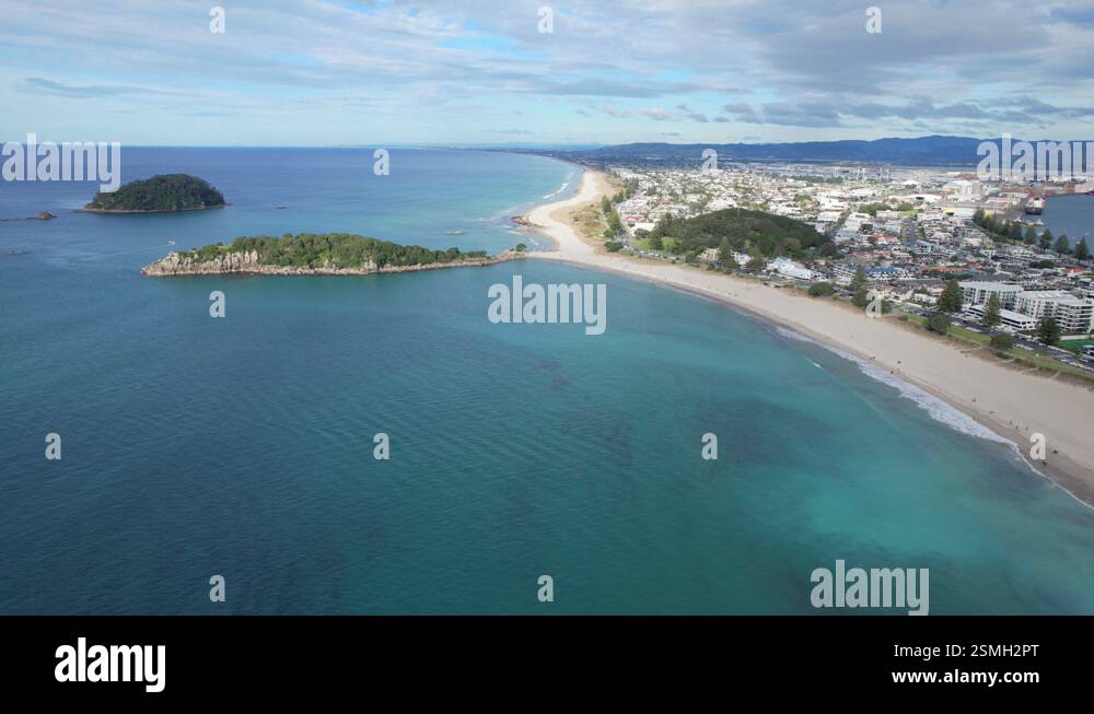 Moturiki Island, Mount Maunganui In Tauranga, New Zealand - Aerial ...