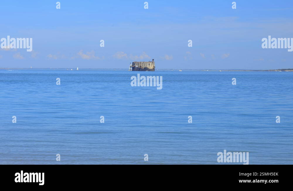 Building of Fort boyard seen from Boyarville beach on Oleron island ...