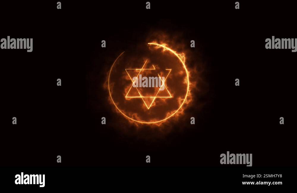 star of david fire effect symbol green screen background Stock Video ...