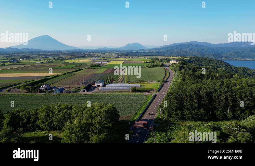 Aerial of Mt Yotei volcano near Niseko in Hokkaido in Japan Stock Video ...