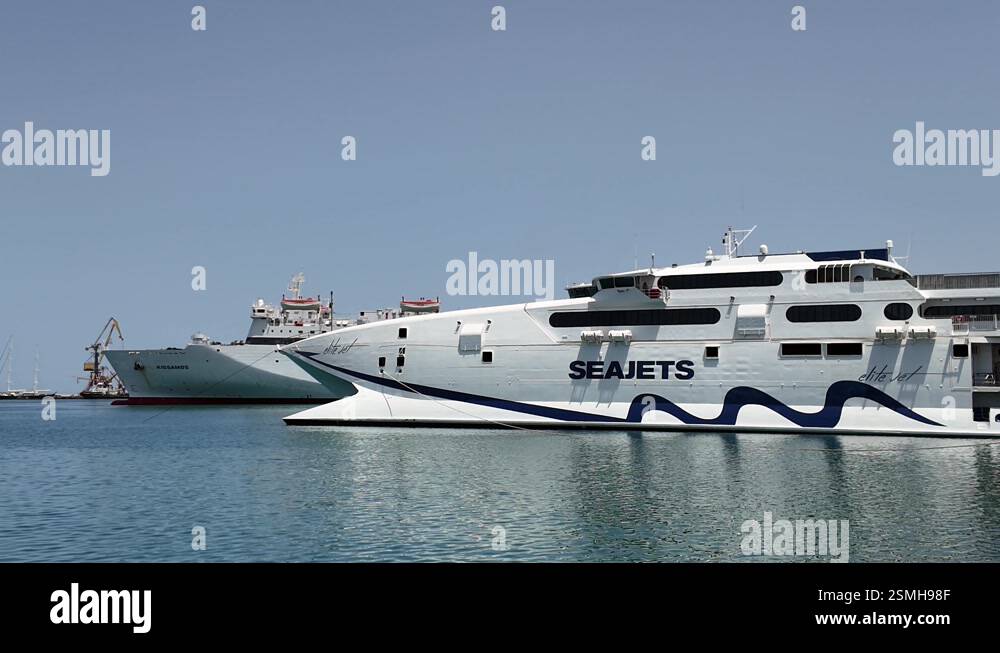 Port of Heraklion, Crete, Greece. 21.06. 2024 Fast roro ferry on a ...