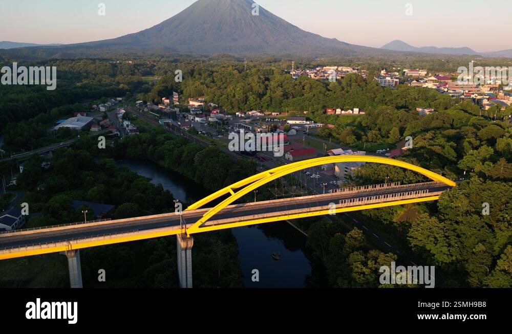 Aerial of Mt Yotei volcano near Niseko in Hokkaido in Japan Stock Video ...