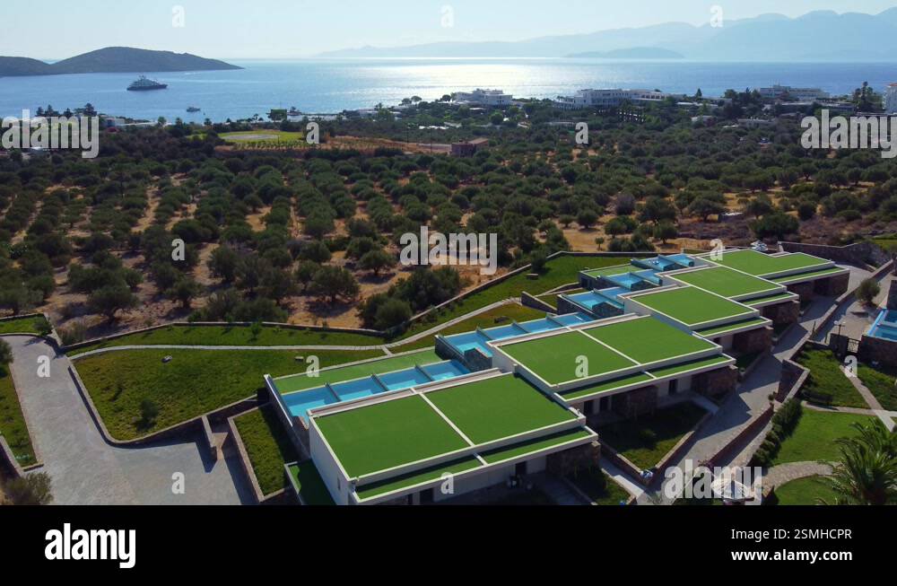 Elounda Palm hotel on the island of Crete in Greece. It offers various ...