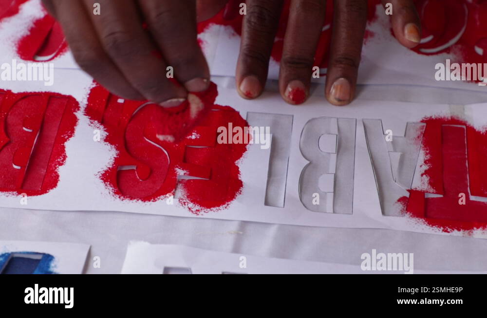 Stenciling - Person Applying Ink On Stencil To Transfer A Design Onto A ...
