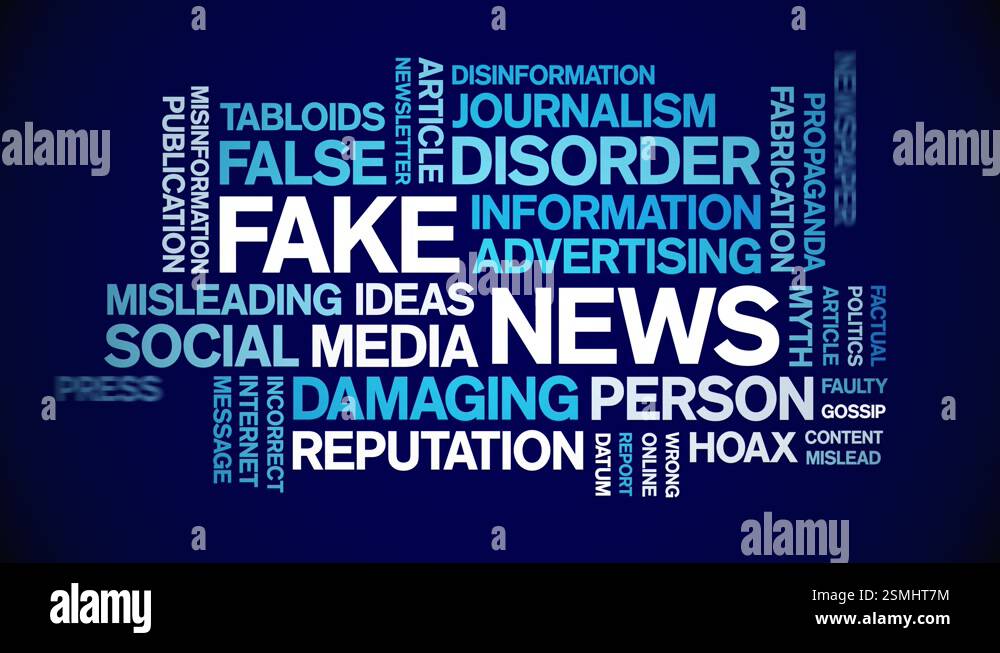 Fake News animated word cloud,animation tag kinetic typography seamless ...