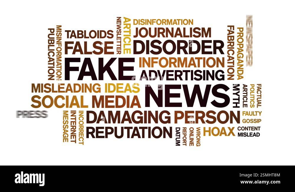 Fake News animated word cloud,animation tag kinetic typography seamless ...