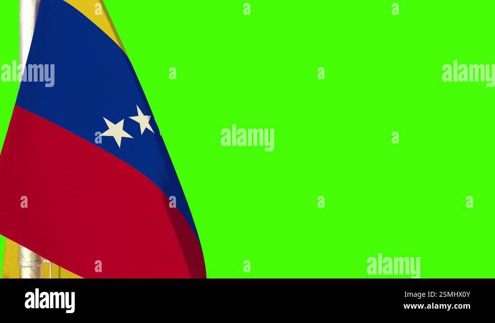 hanging Venezuela flag waving on green screen, isolated Stock Video ...