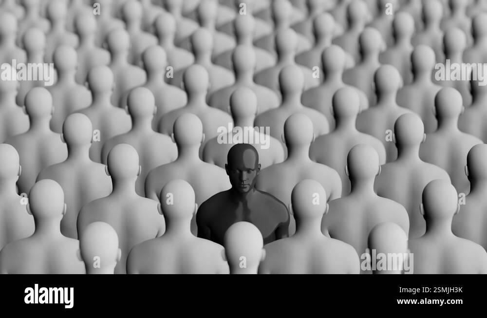 Standing Out in Crowd of Identical Figures. Unique and Individual ...