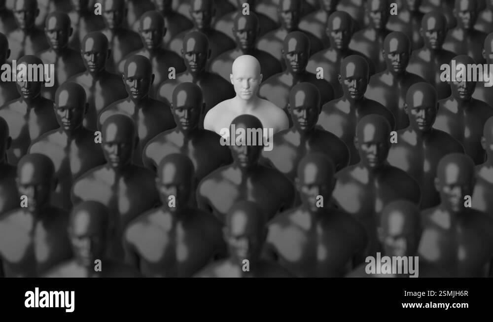 Standing Out in Crowd of Identical Figures. Unique and Individual ...