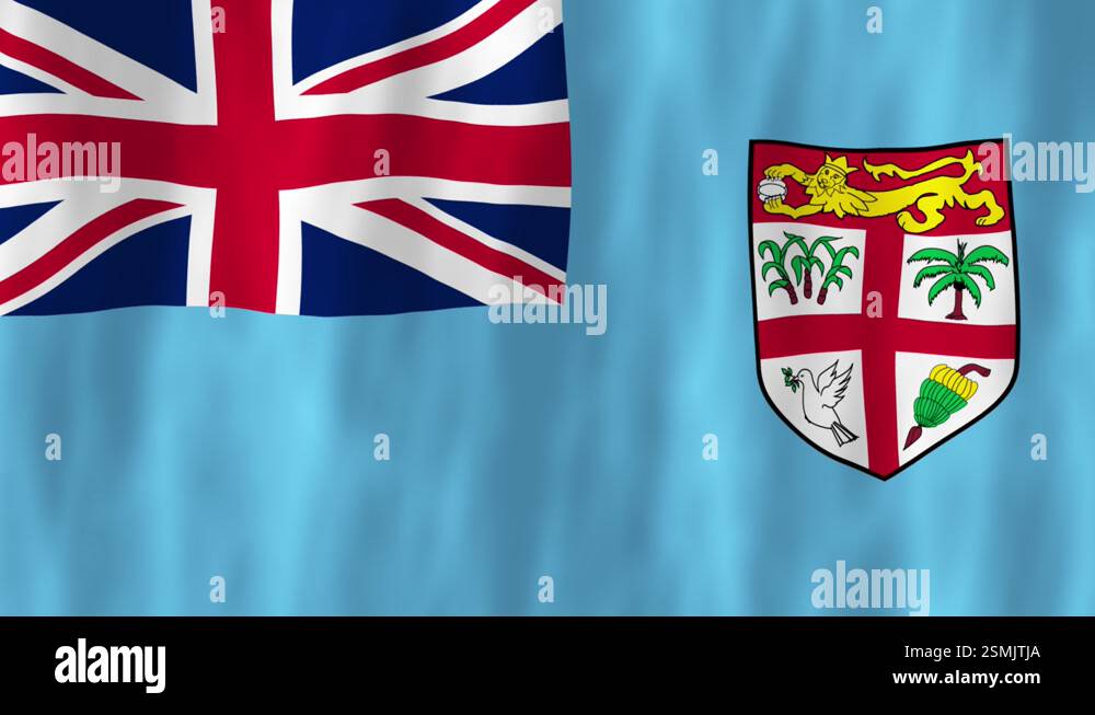 Fiji flag country animation 3D symbol design waving in wind movement ...