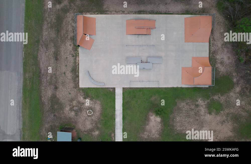 Bandera, United States - 06/12/2024: Aerial video of skate park in ...