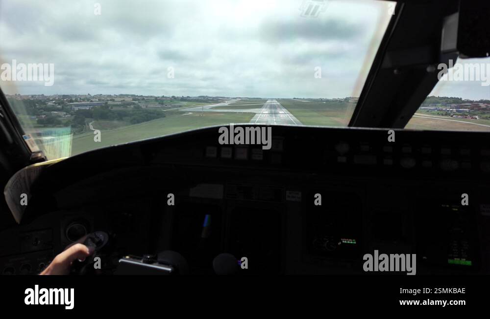 Immersive pilot POV in a real time landing in a very short runway with ...