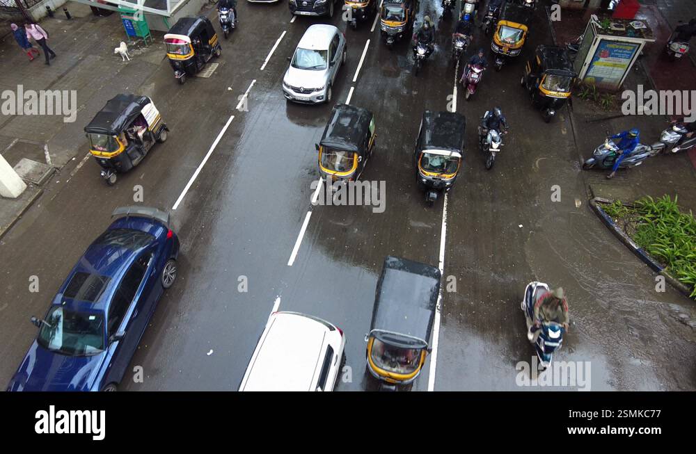Traffic of Motorcycles and Cars on Jangali Maharaj Road, Pune City ...