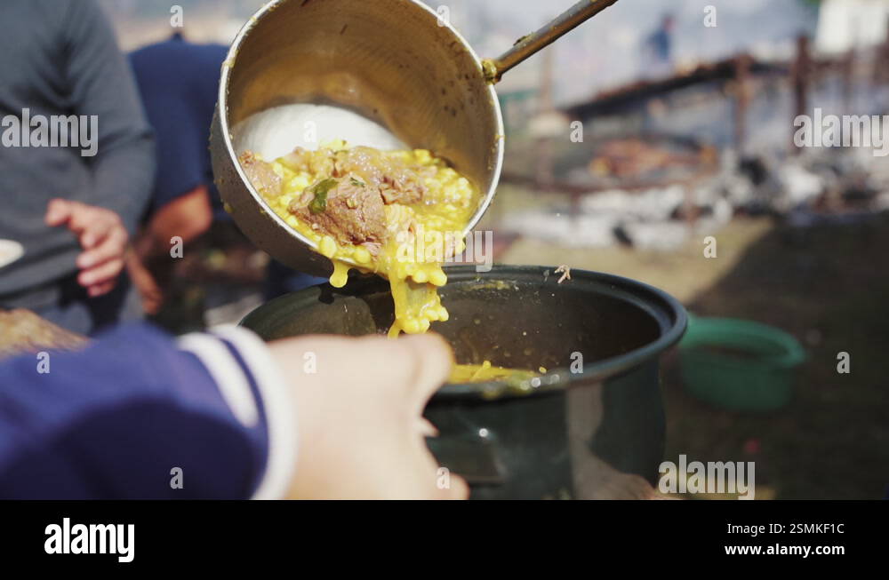 Typical Argentinian Gastronomy Outdoor Cooks Locro Stew in Cooking Pots ...