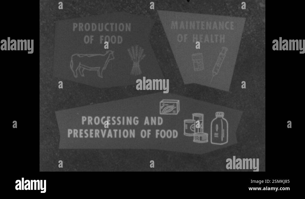 1960s: Cheese sits on display in grocery. Animated shapes reveal text ...