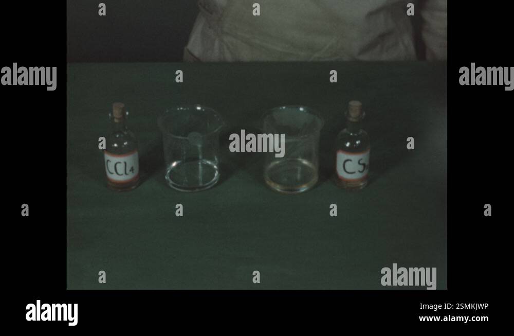 1940s: Two bottles labeled CS2 and CCL4 are placed next to two empty ...