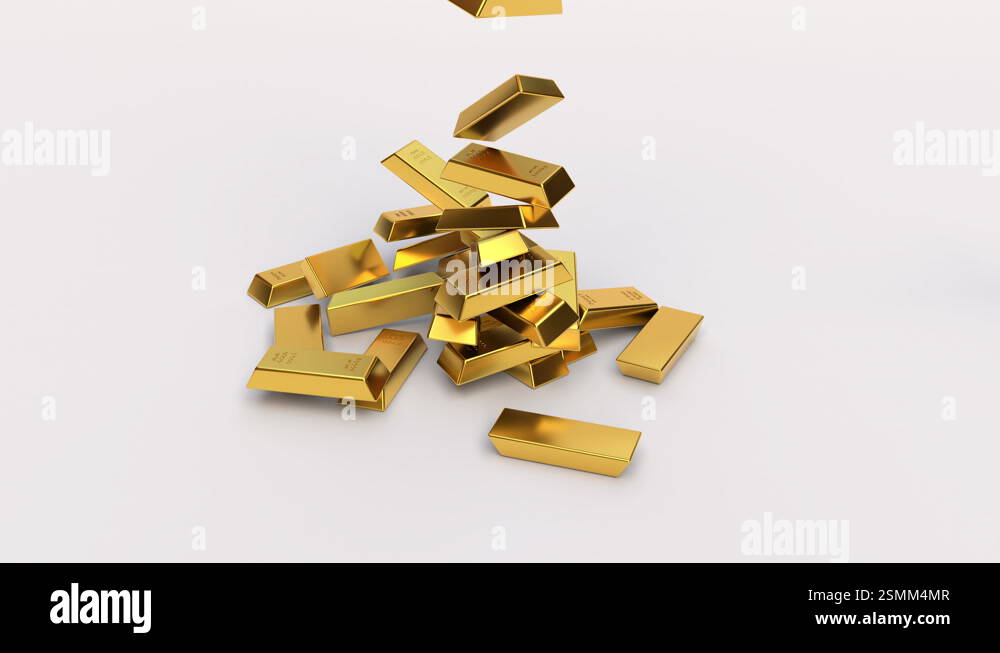 Gold Bar Falling and Hit the Ground,Gold Bar Bullion Falls from Top,4K ...
