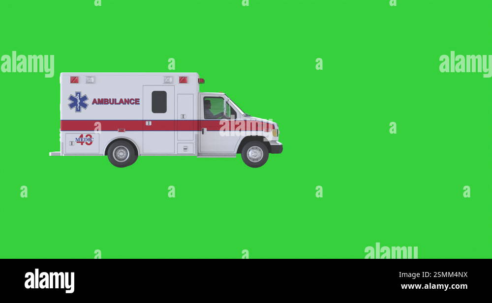 Ambulance Vehicle moving from Left To Right,isolated on Green Screen ...