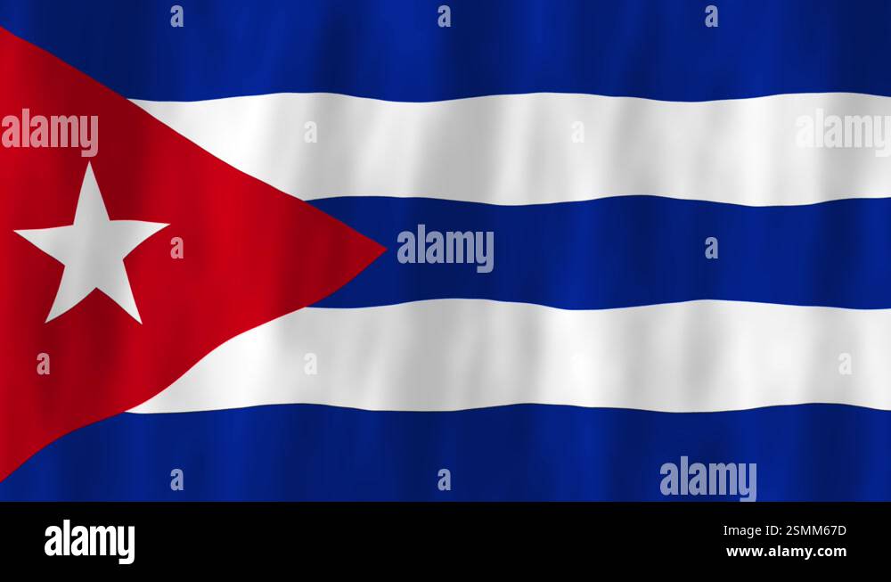 Cuba flag country animation 3D symbol design waving in wind movement ...