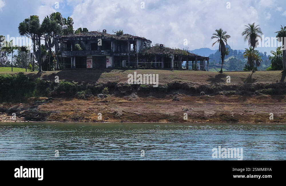 Ruins of Former Pablo Escobar Summer House on Guatape Lake, Colombia ...