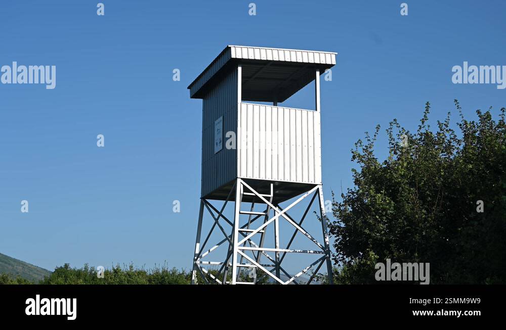 Bird watching tower. Observation platform. Bird observation deck Stock ...
