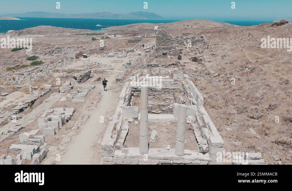 At the archeological site of Delos.Ruins from a forgotten era Stock ...
