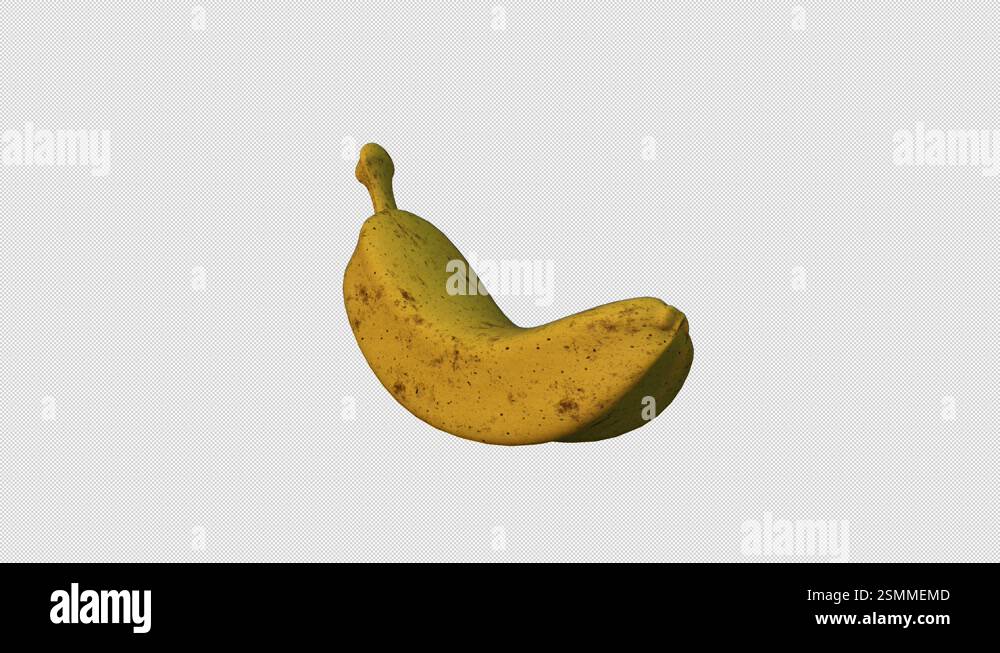 3D Banana Rotating on a Transparent Background. Seamless Loop. Banana ...