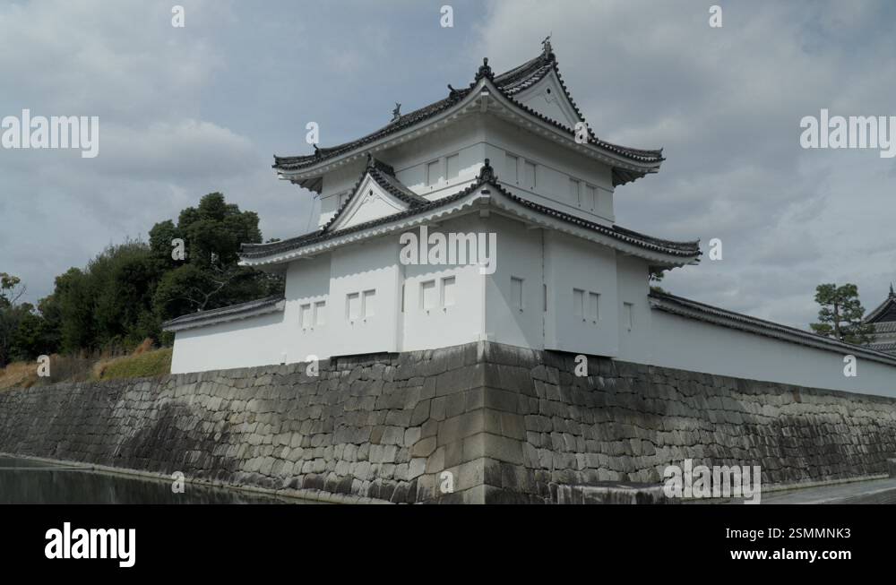 Exterior view of the majestic Nijo-Jo Castle in Kyoto, Japan. The ...