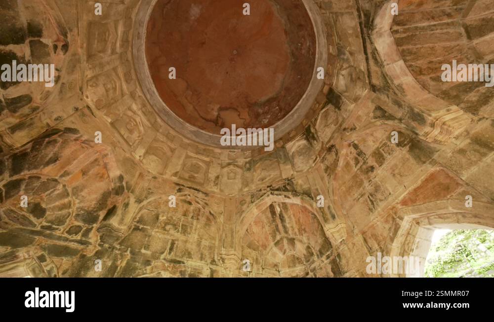 India MP Mandu Hathi mahal group Hathi mahal Dome interior Stock Video ...