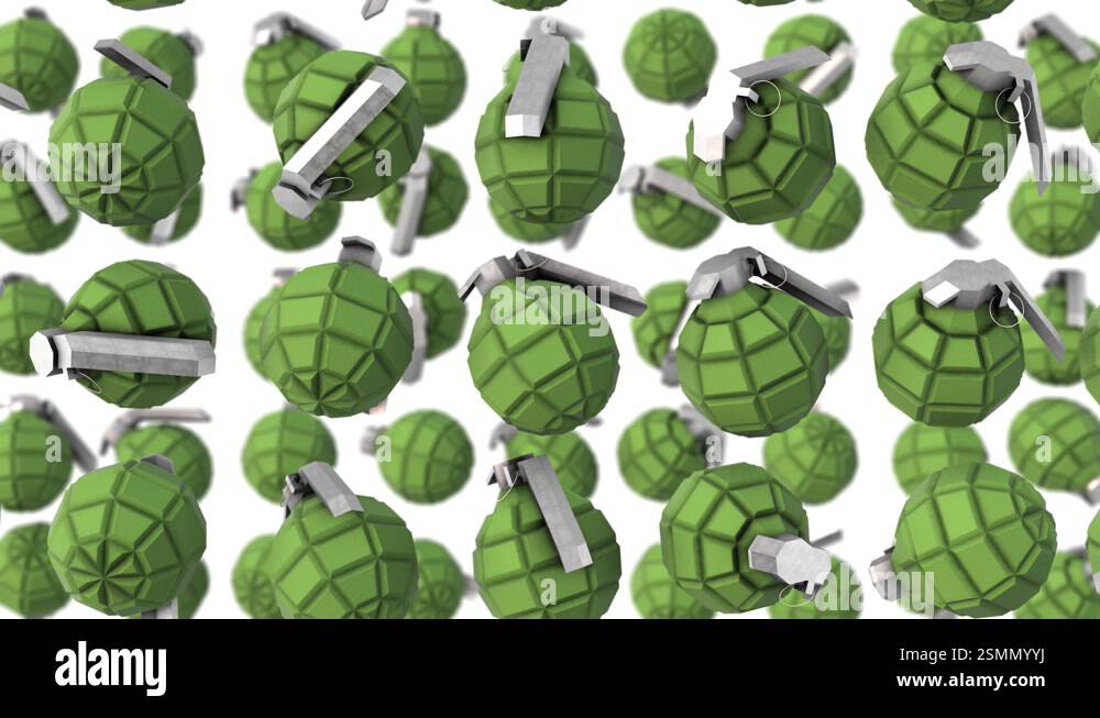 3D Grenades Falling Animation. Hand Grenades. 3D Animated Grenades in ...